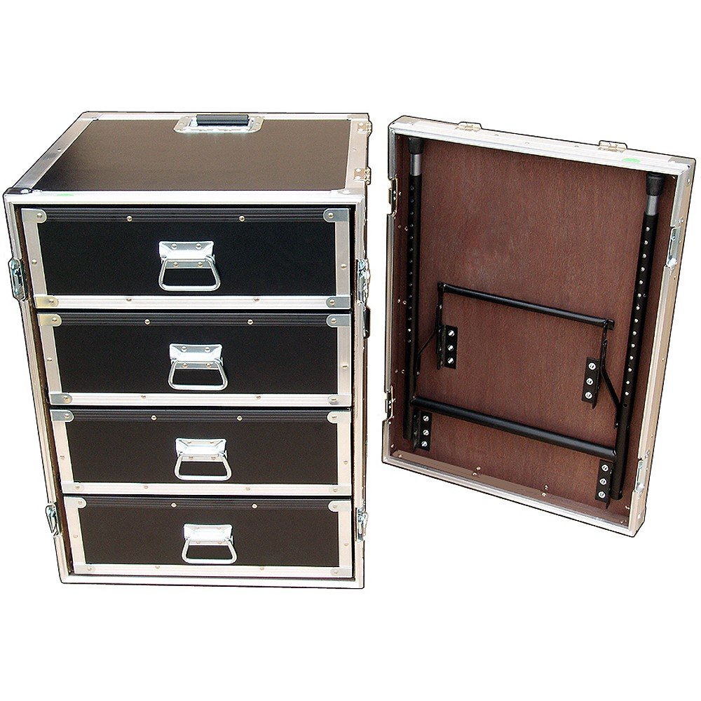 4 Drawer Workstation w/Lid Table – 3/8″ Ply ATA Case w/Dolly Wheels ...